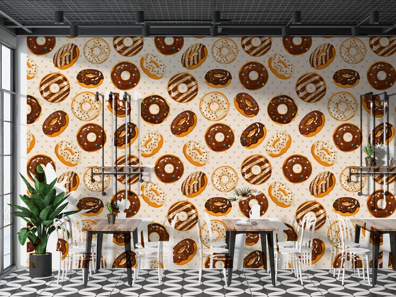 Colorful Donut Pattern Wallpaper - Fun & Cute Doughnut Mural for ...