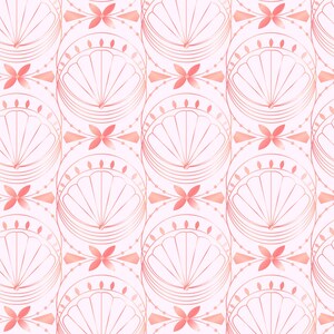 Art Deco Sea Seashells Pattern Wallpaper, Peel and Stick Wall Mural ...
