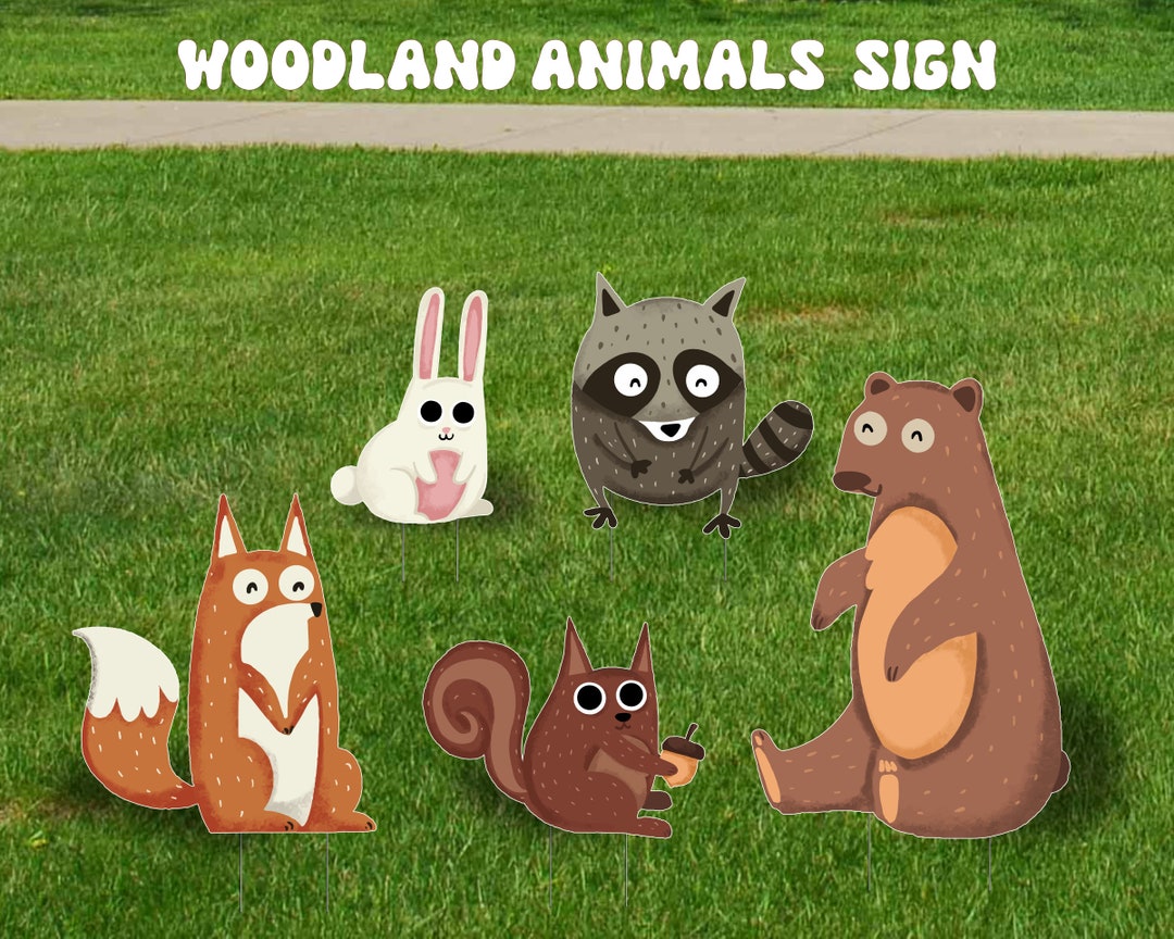 Woodland Animals Indoor Outdoor Sign, Cute Animals Decoration ...