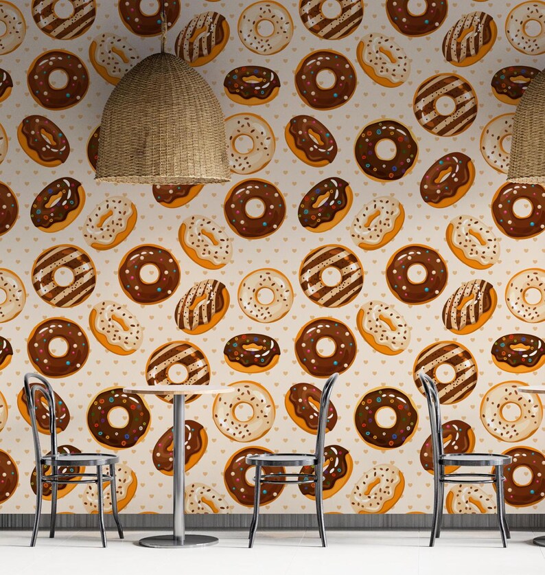 Colorful Donut Pattern Wallpaper - Fun & Cute Doughnut Mural for ...