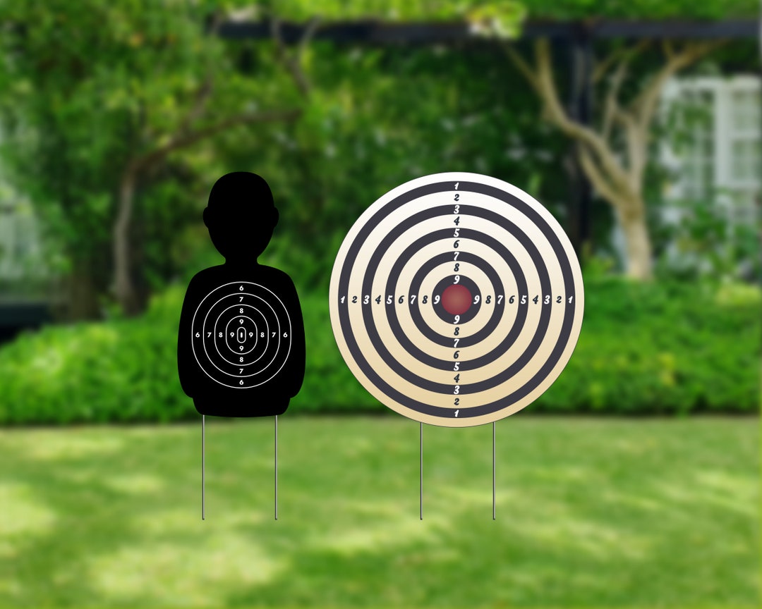 Shooting Target Sign Set, Human Silhouette & Bullseye Target Board ...