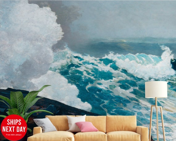 Ocean Wave Wallpaper Wall Mural Peel and Stick Self | Etsy