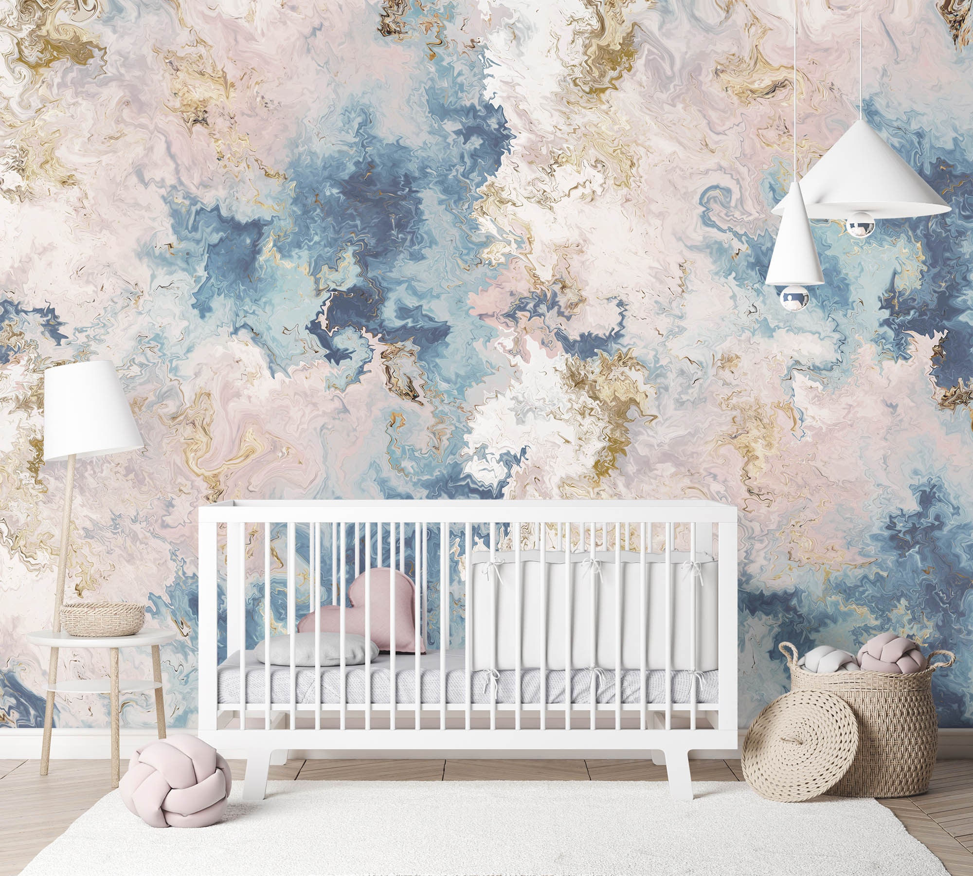 Pink and Gold Abstract Wallpaper Pattern Wall Mural Peel - Etsy