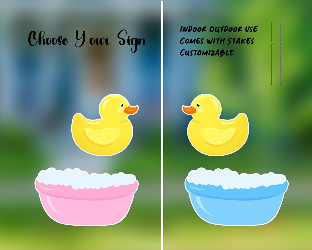 Rubber and Duck Yard Sign, Baby Shower Indoor Outdoor Cutout, Pink or ...