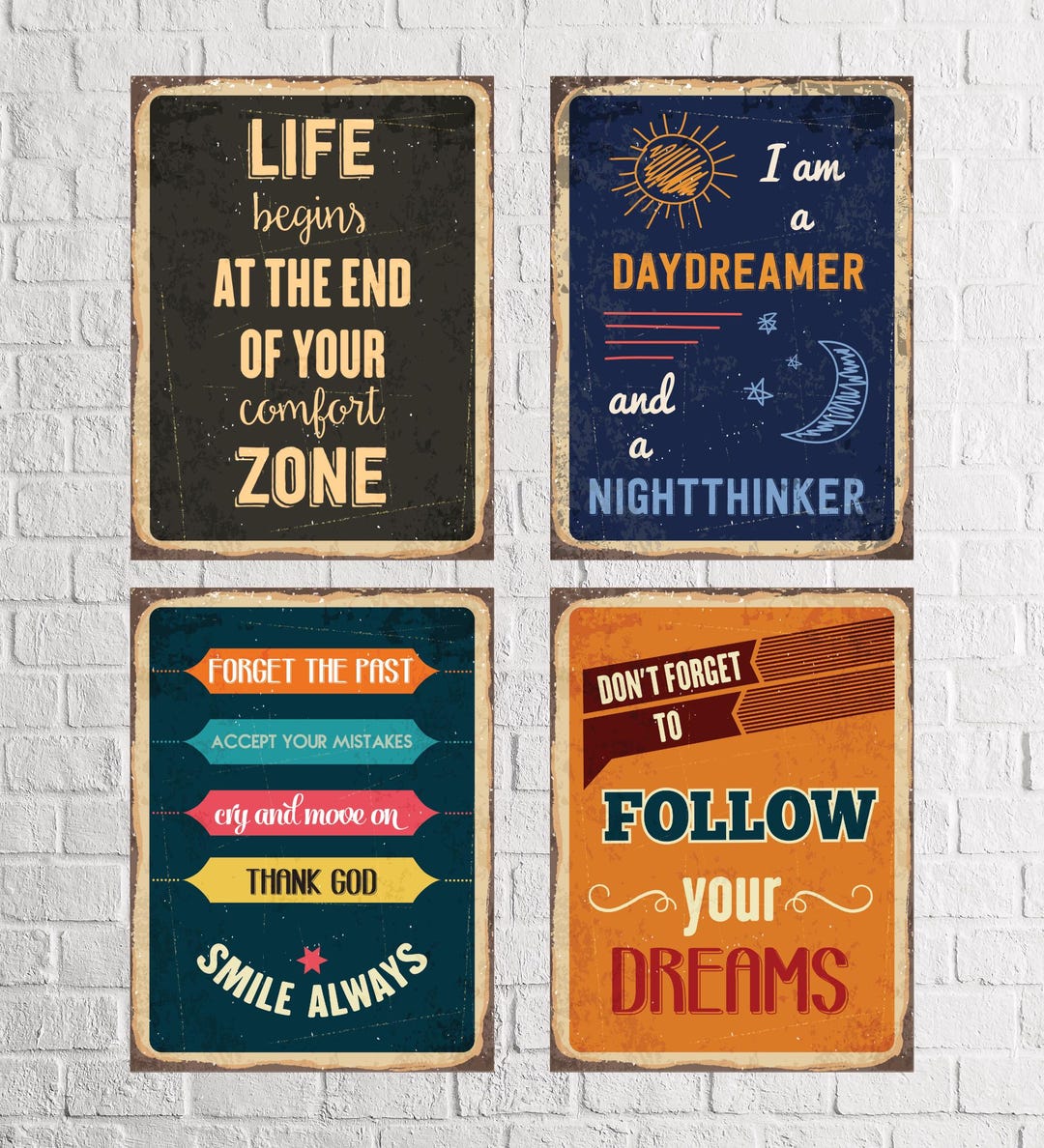 Motivational Vintage Metal Wall Art | Inspirational Quotes Signs ...