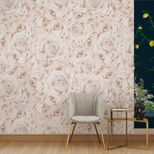 Luxury Cream Rose Wallpaper – Sophisticated Blooming Roses Pattern ...