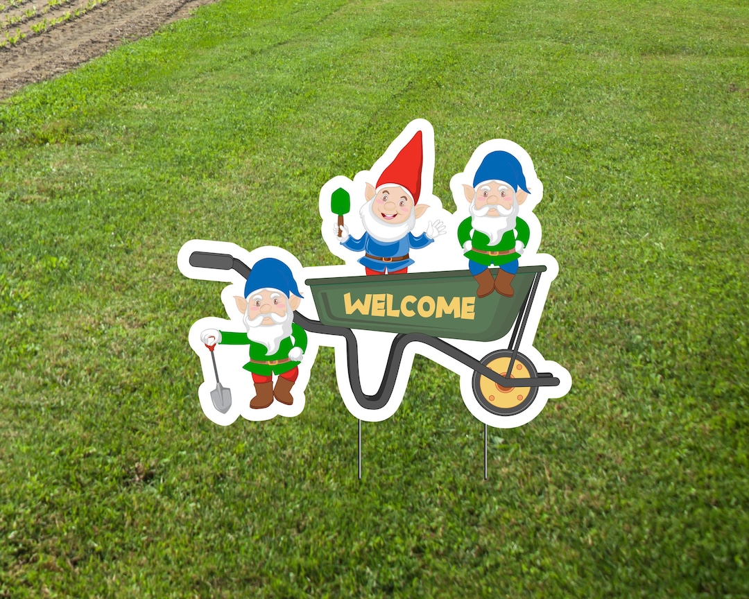 Farm-themed Garden Gnome Welcome Yard Sign – Rustic Outdoor Lawn Decor ...