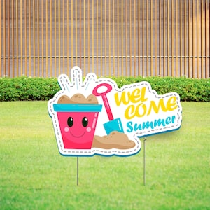 Hello Summer Signs - Summer Theme, Welcome Summer Lawn Sign, Yard Cards ...