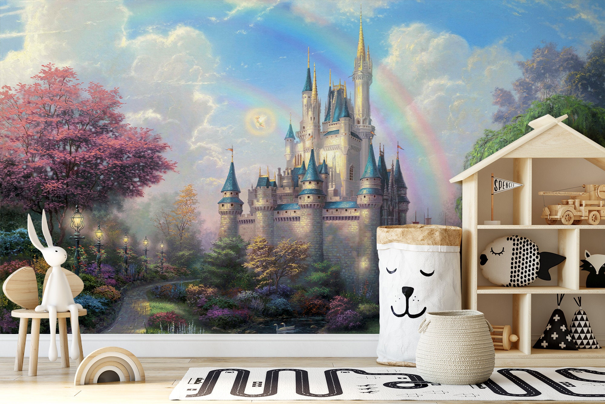 Custom Size Fairytale Rainbow Castle Wallpaper Peel and Stick - Etsy
