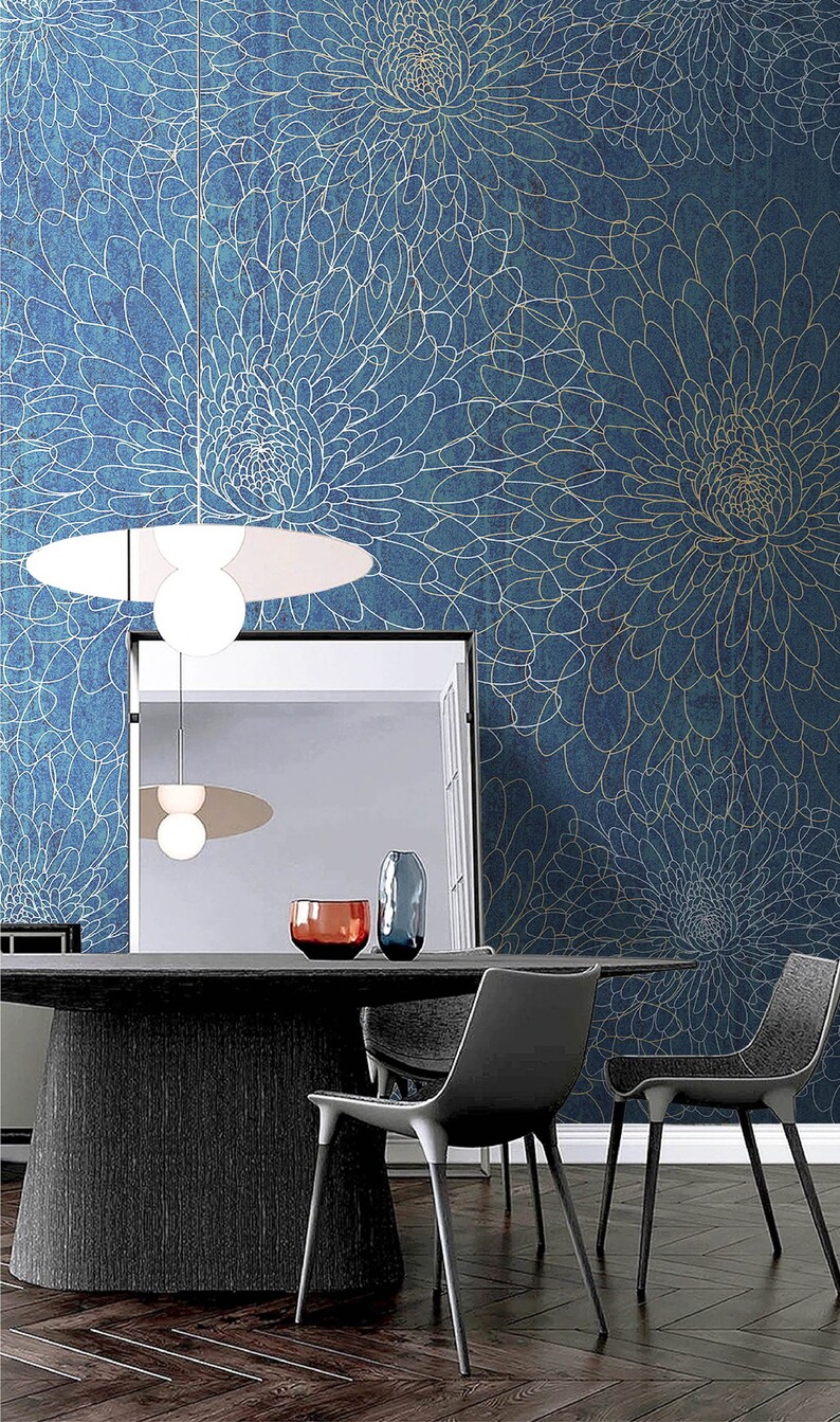 Modern Simple Line Drawing Flower Fashion Cloth Pattern Wallpaper, Peel ...