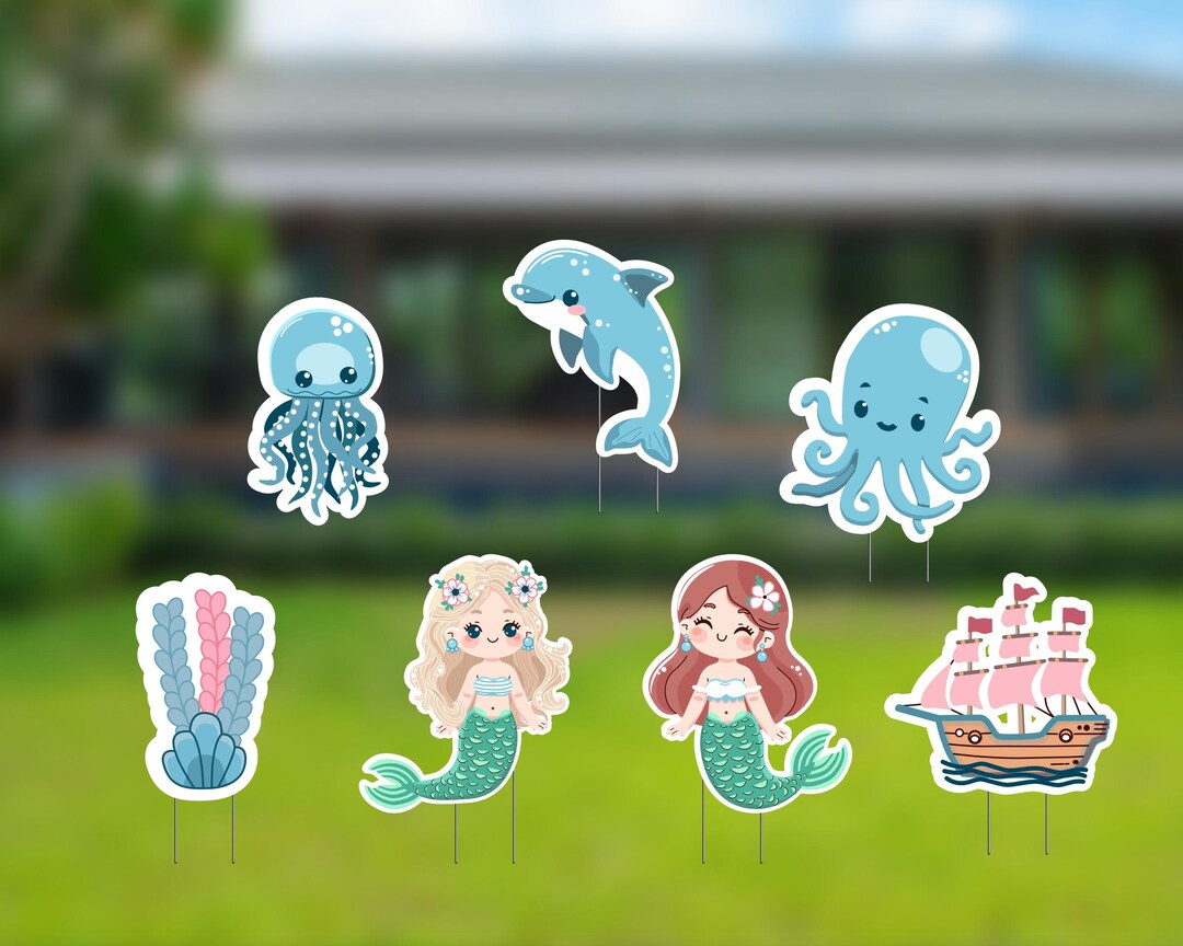 Mermaid Indoor & Outdoor Decor, Under the Sea Party Decorations, Ocean ...