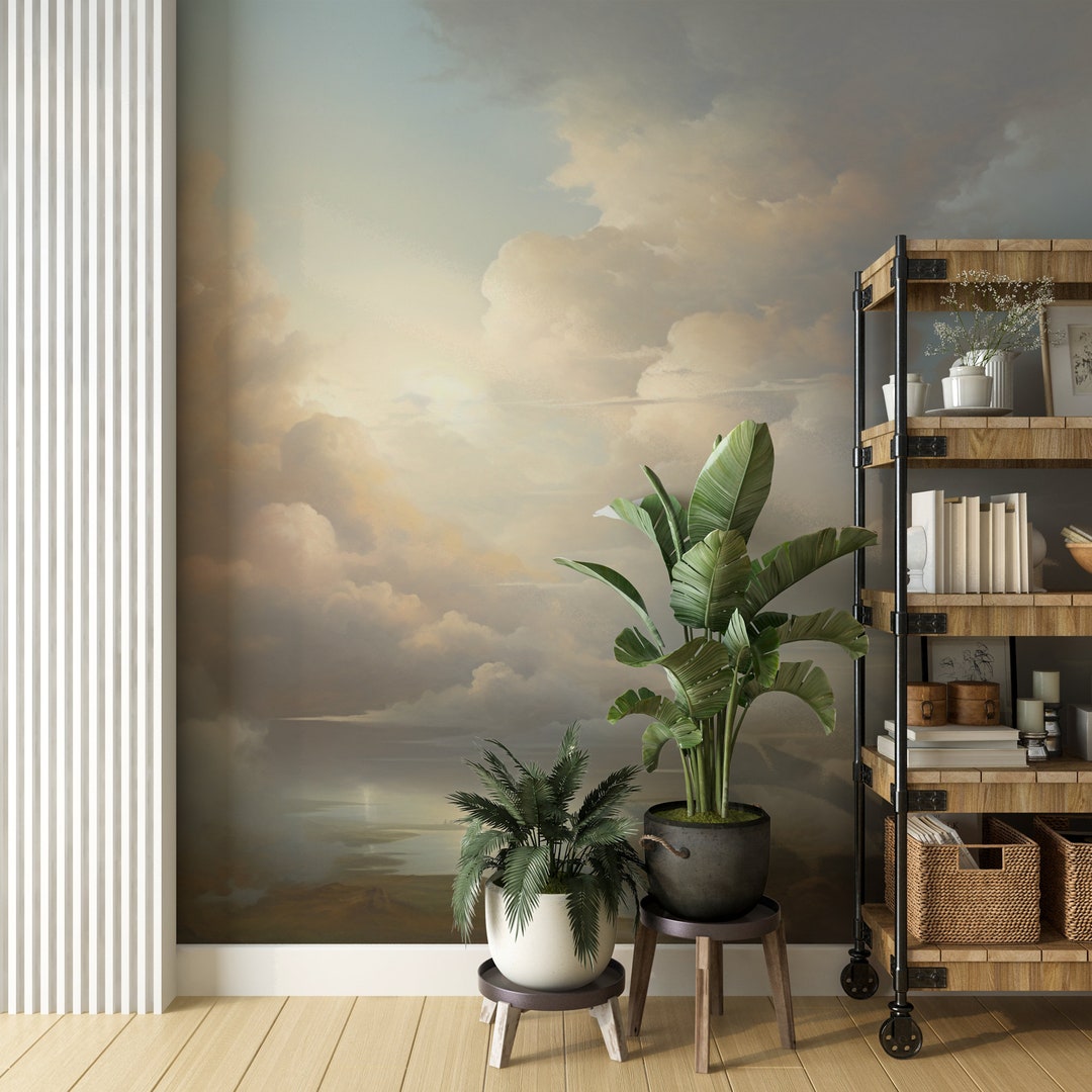 Serene Cloudscape Over Water | Majestic Landscape Wall Mural | Peaceful ...