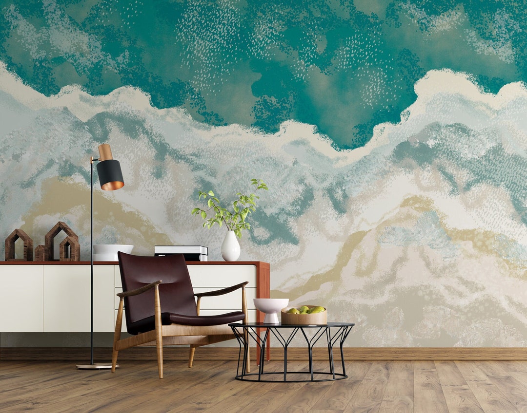 Peel and Stick Abstract Ocean Wallpaper | Pattern Wall Mural | Self ...