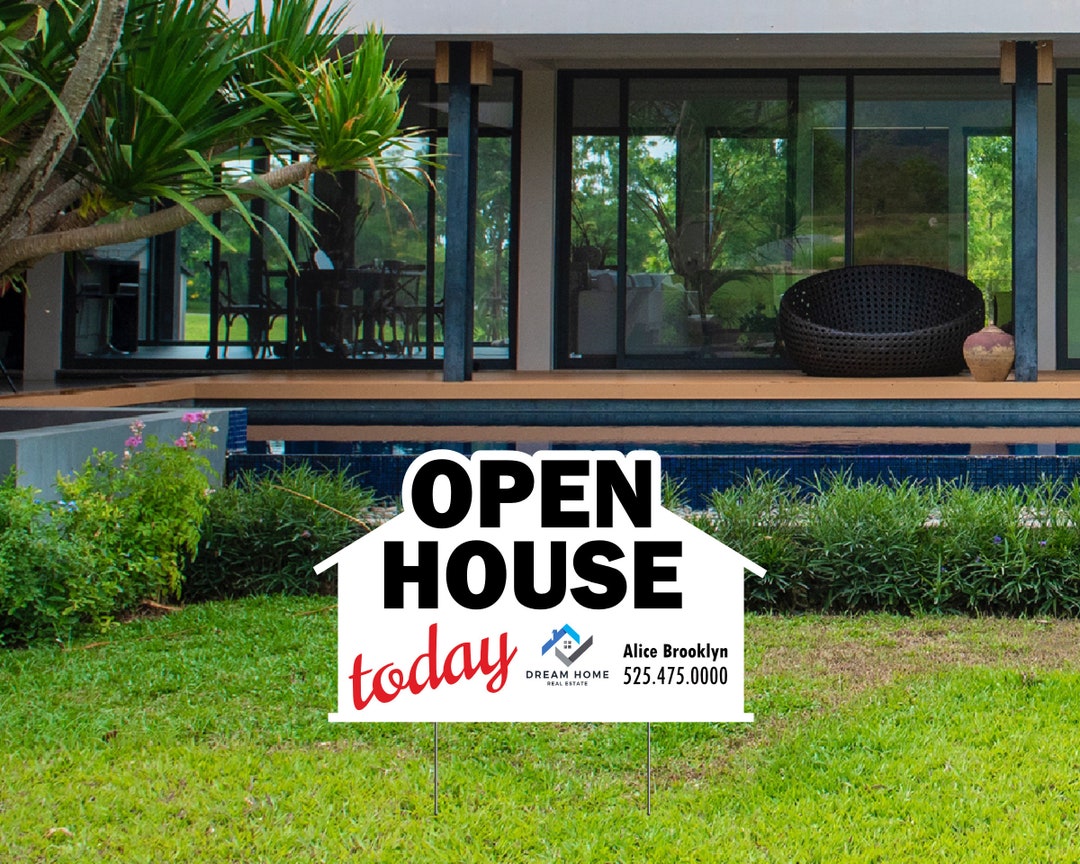 Customizable Real Estate Open House Sign, Personalized Open House Lawn ...