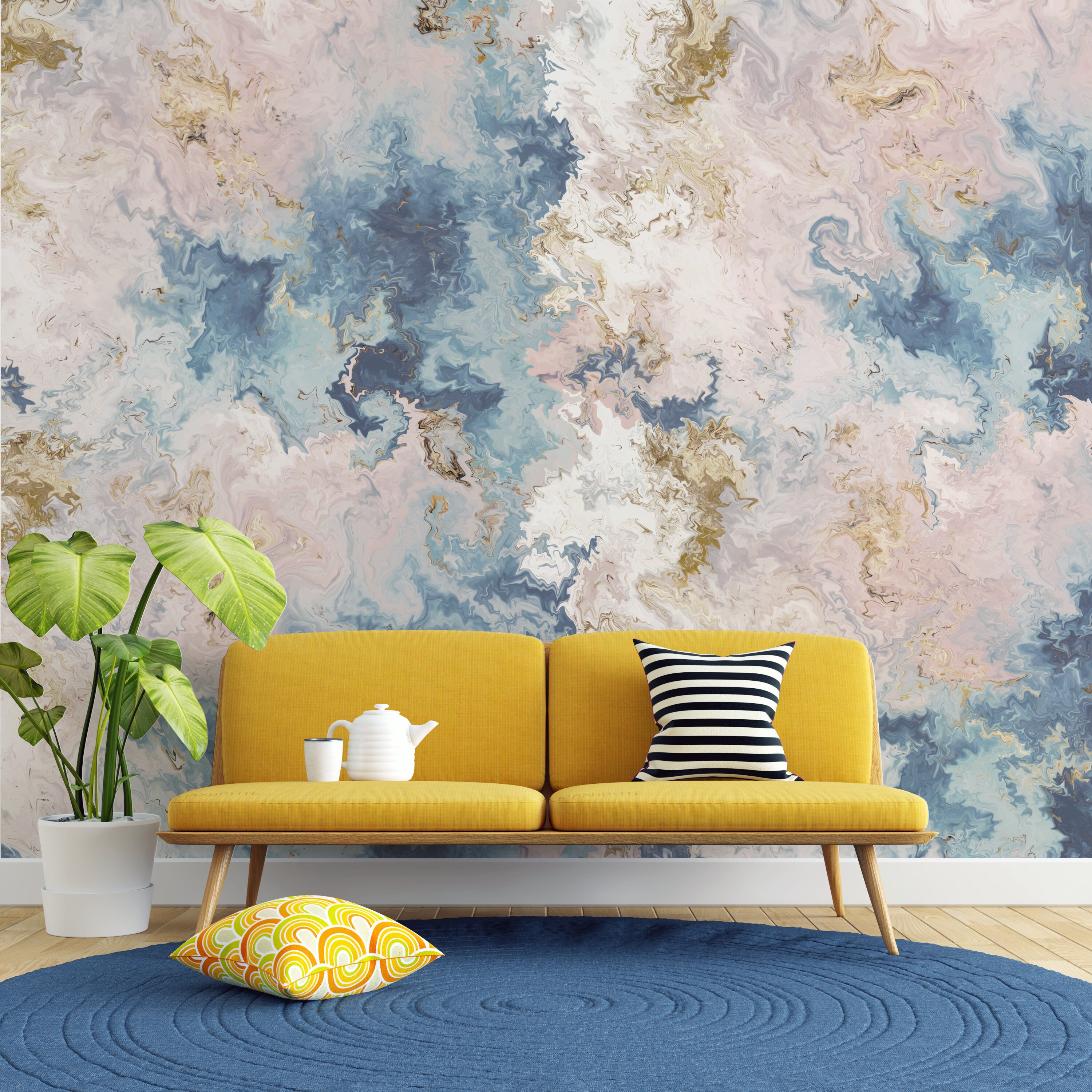 Pink and Gold Abstract Wallpaper Pattern Wall Mural Peel - Etsy