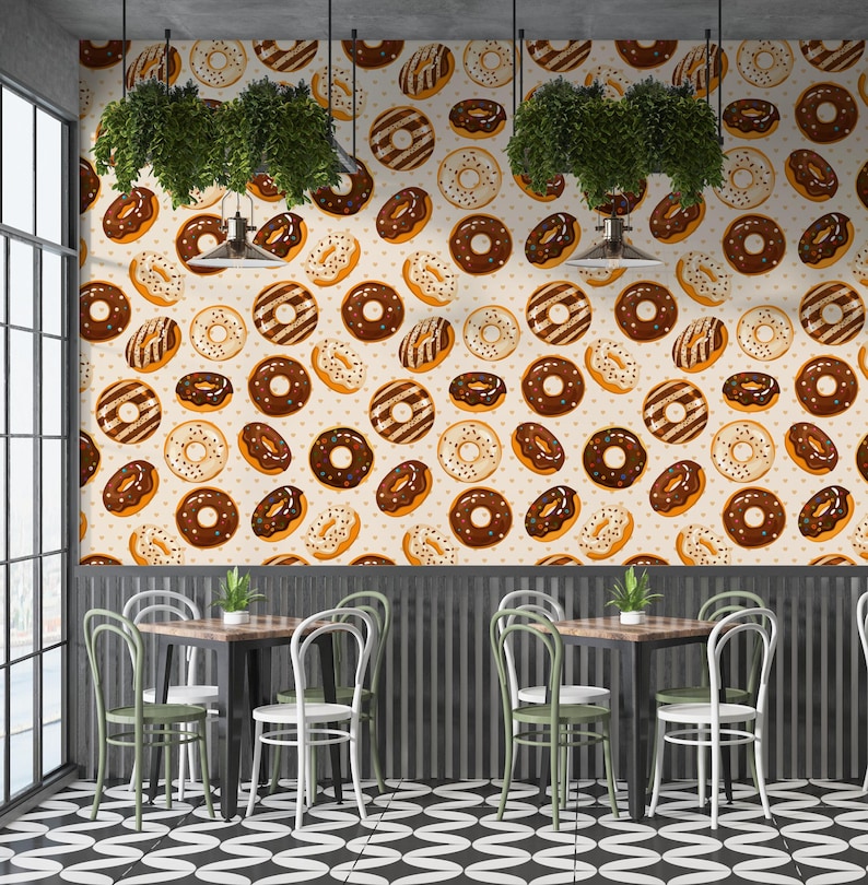 Colorful Donut Pattern Wallpaper - Fun & Cute Doughnut Mural for ...