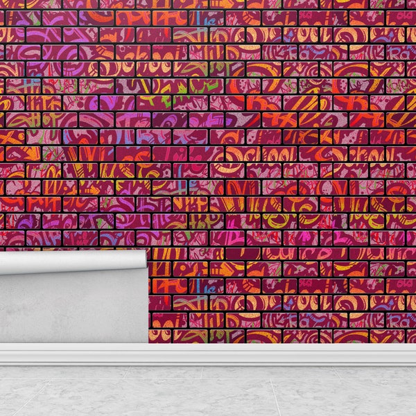 Brick Graffiti Wallpaper - Etsy