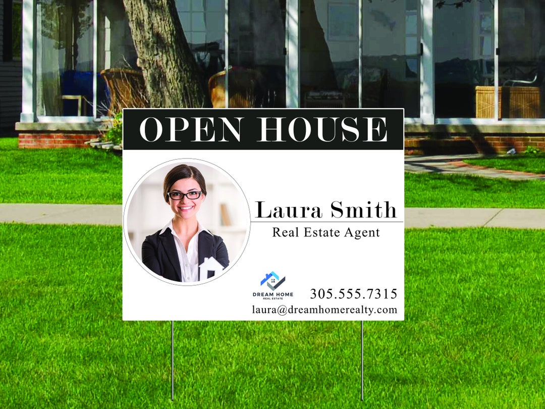 Customizable Real Estate Open House Sign, Personalized Open House Lawn ...