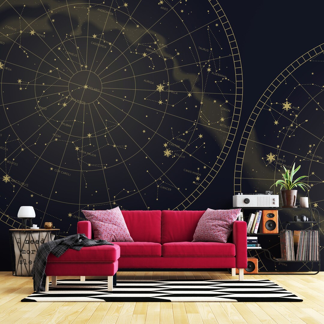 Star Constellations Southern and Northern Map Wall Mural, Peel and ...