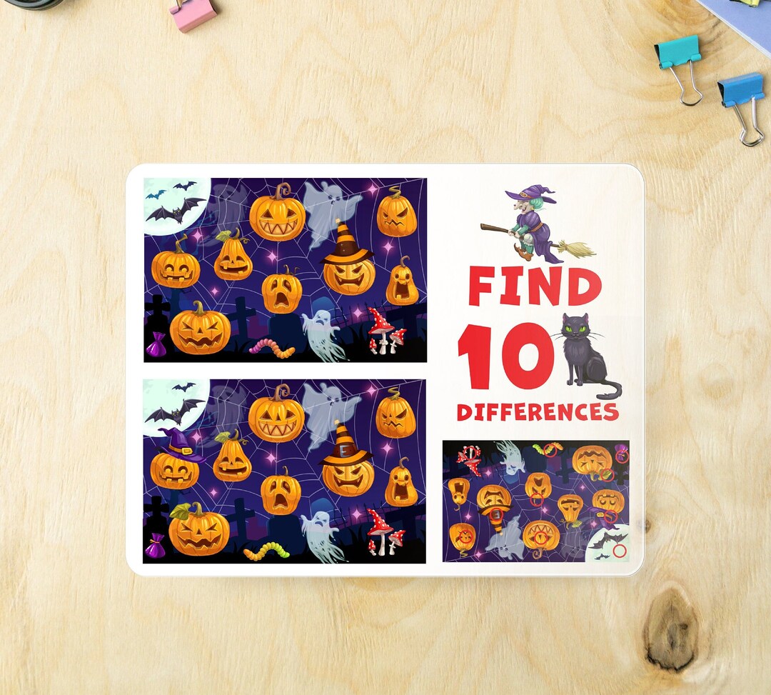 Educational Halloween Spot the Differences Game Dry and Erase - Etsy