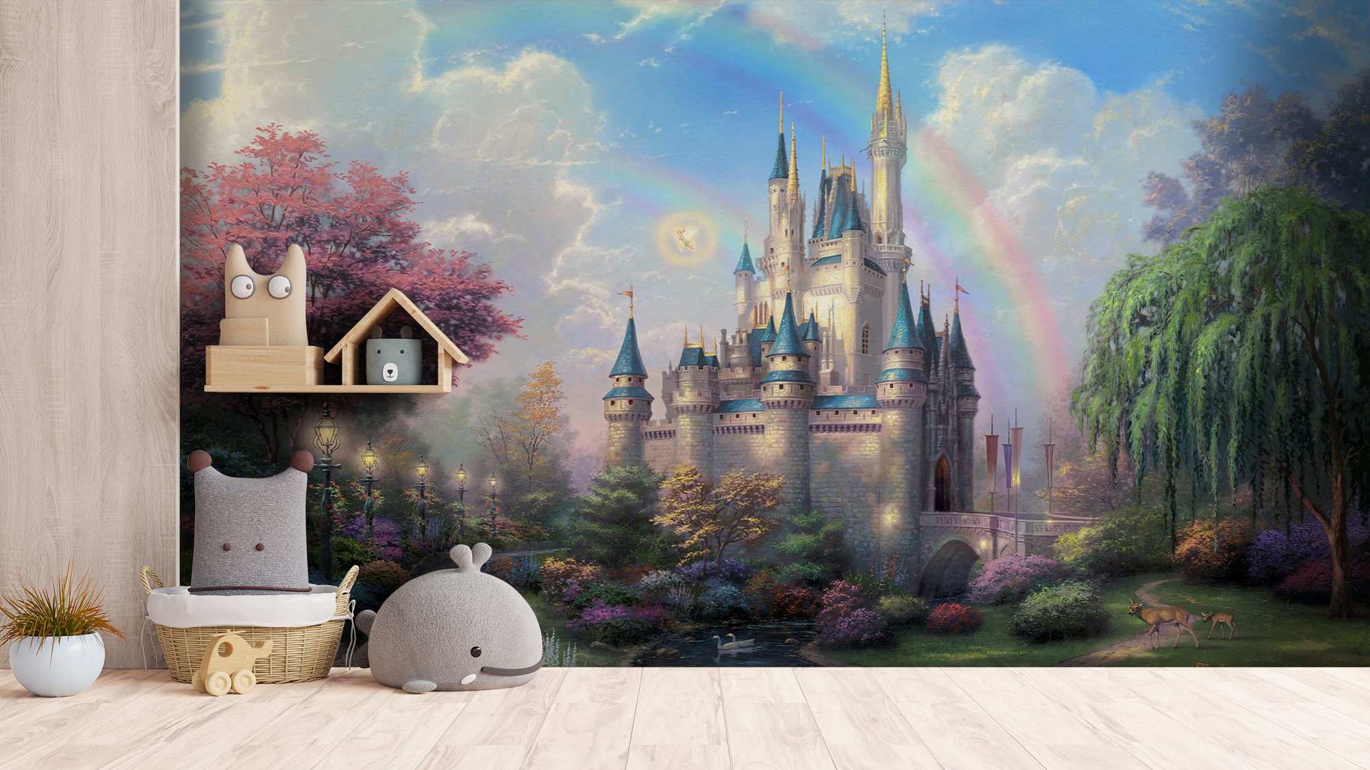 Custom Size Fairytale Rainbow Castle Wallpaper Peel and Stick - Etsy