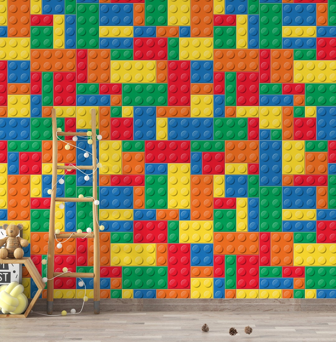 Custom Size Nursery Boy and Girl Lego Wallpaper, Colorful Kids Room ...