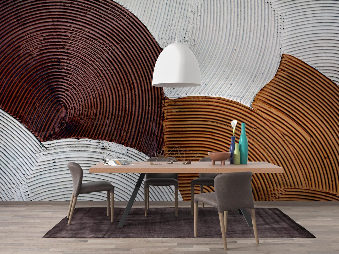 Modern Grooved Texture Wall Mural – Terracotta, Beige & Brown ...