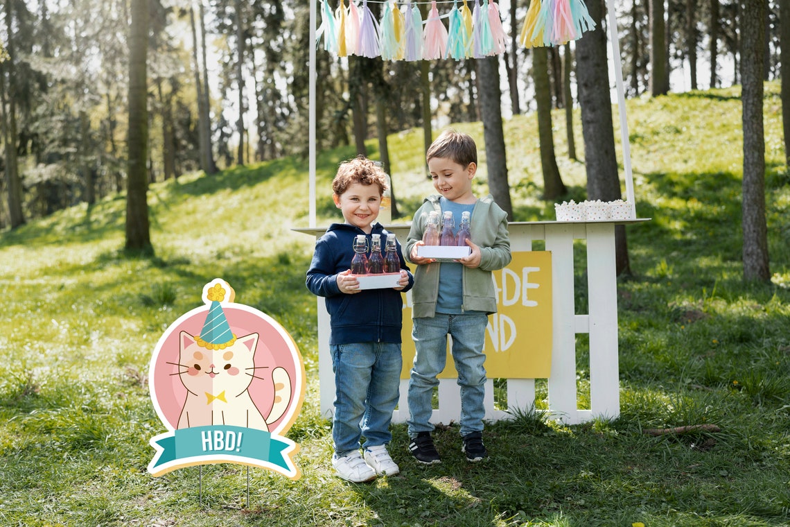 Happy Birthday Party Cat Theme Yard Sign, Birthday Outdoor Decorations ...