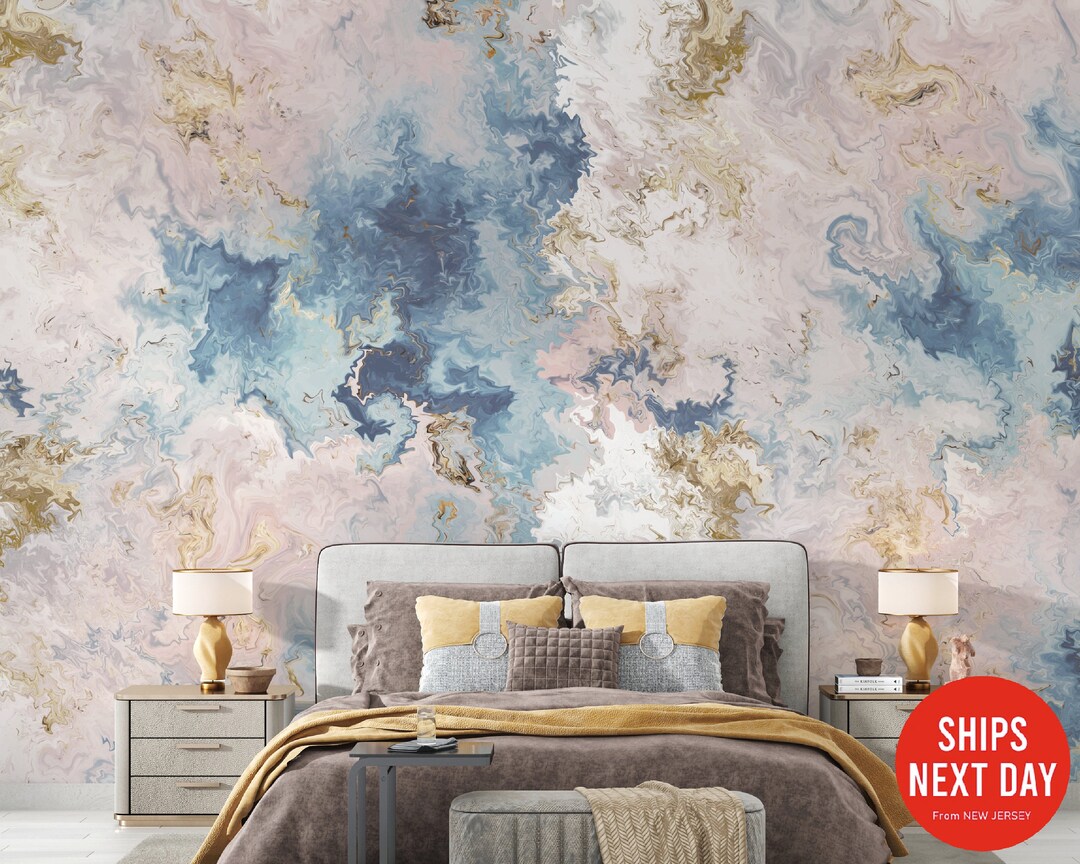 Pink and Gold Abstract Wallpaper | Pattern Wall Mural | Peel and Stick ...