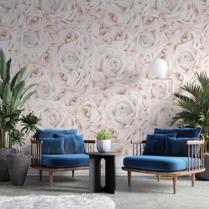 Luxury Cream Rose Wallpaper – Sophisticated Blooming Roses Pattern ...