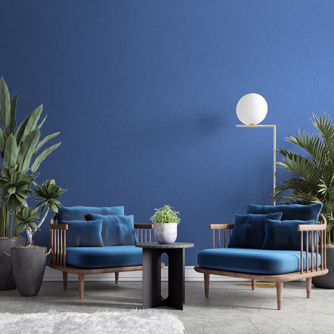 Modern Blue Wall Mural – Smooth Matte Wallpaper – Elegant Solid Color ...