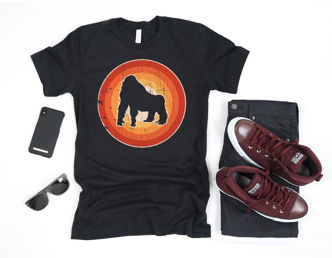 Gorilla Sunset Retro Shirt / Gorilla Shirt / Gorillas Gifts / Gorilla ...