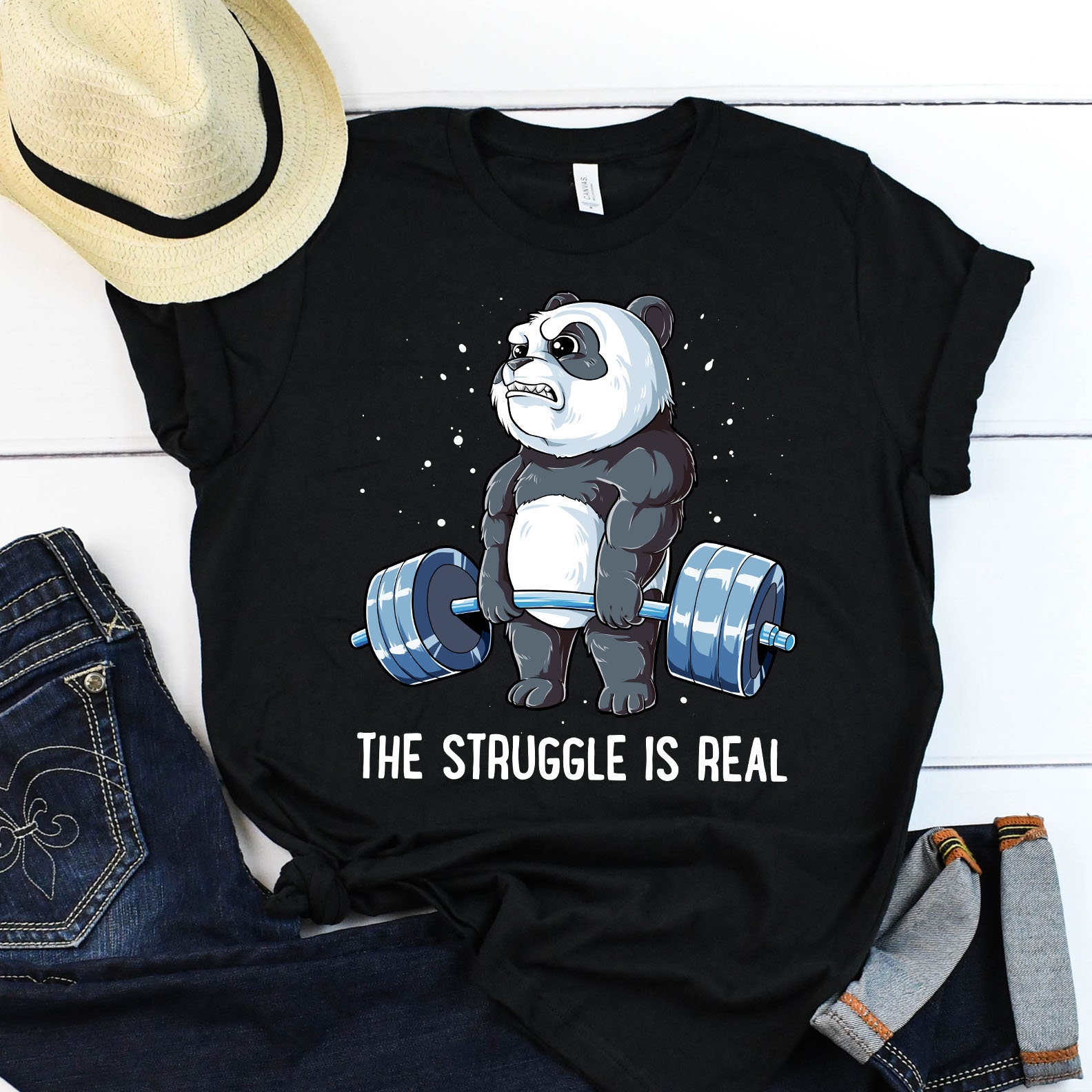 The Struggle is Real Panda Weightlifting Shirt / Panda Shirt / | Etsy
