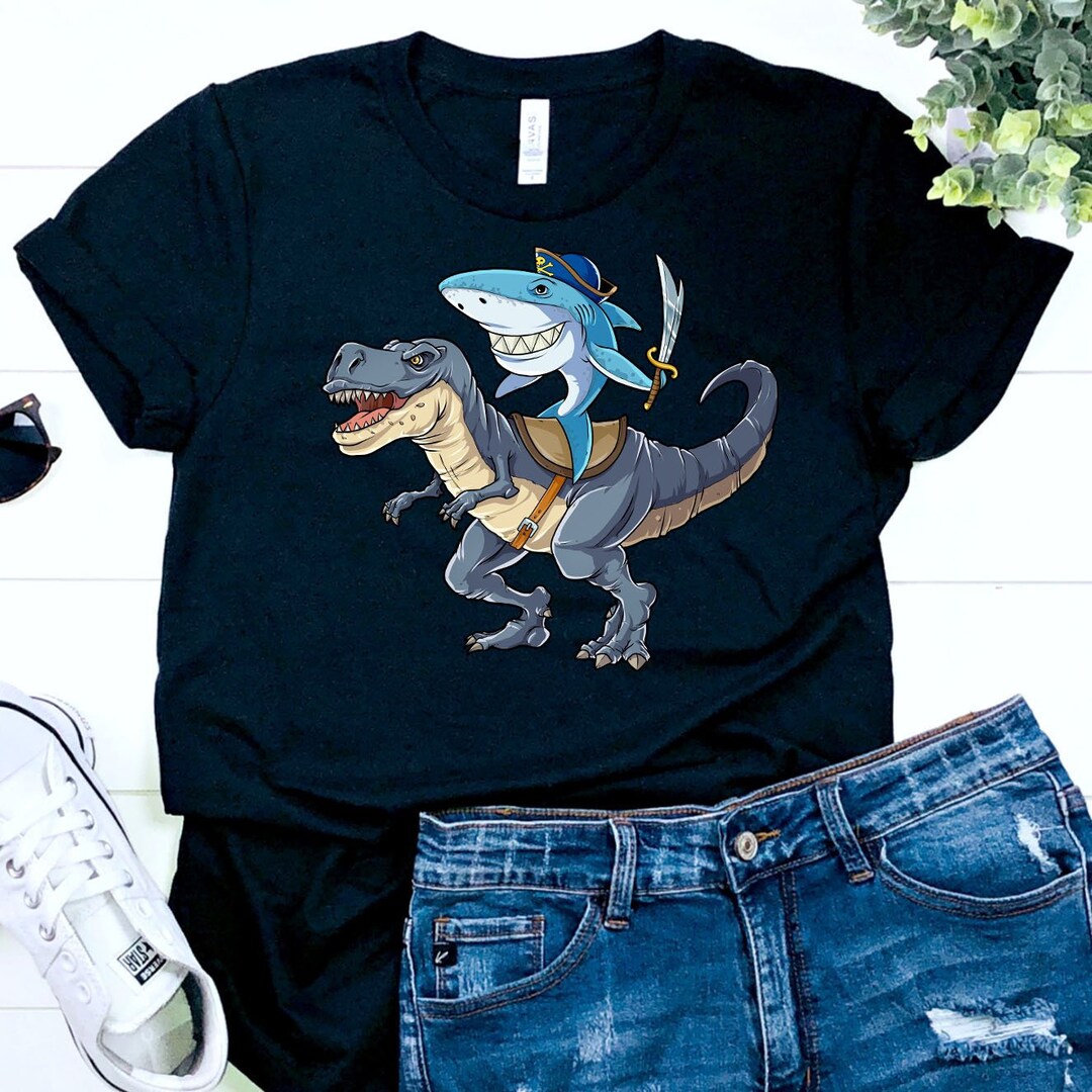 Shark Riding Dinosaur Shirt / Dinosaur Shirt / Dinosaur Gifts ...
