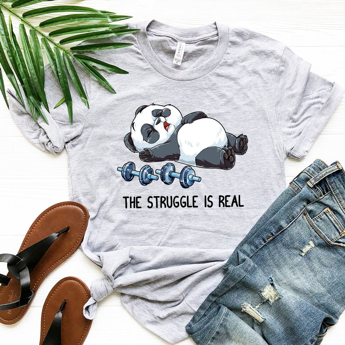 The Struggle is Real Panda Weightlifting Shirt / Panda Shirt / | Etsy