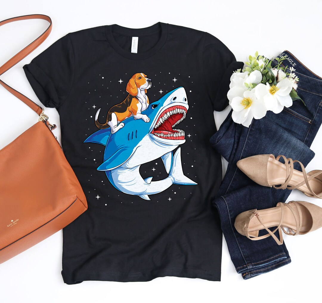 Beagle Riding Shark Shirt / Beagle Gifts / Beagles Tee / Beagle Dog ...