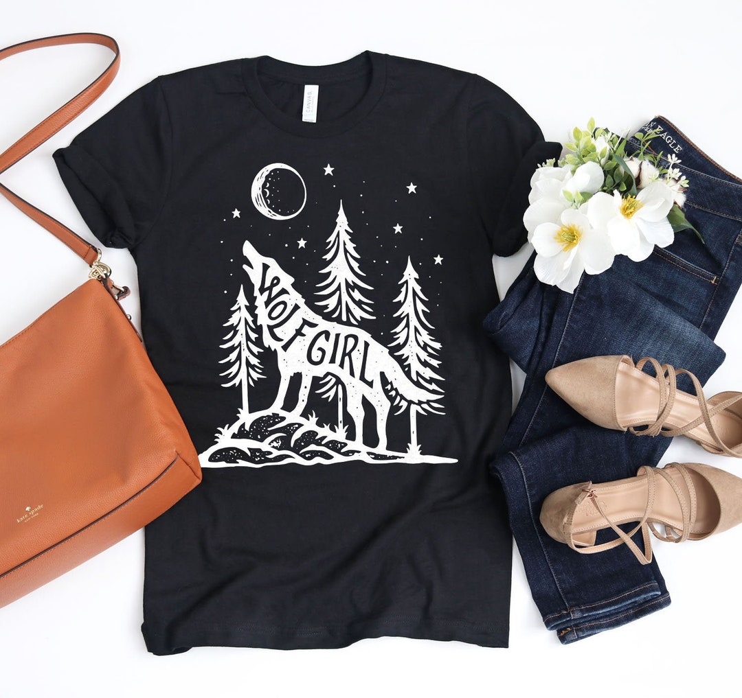 Wolf Girl Shirt / Wolf Shirt / Wolves Gifts / Howling Wolf Gift / Grey ...
