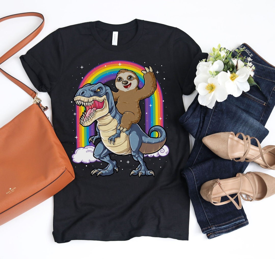 Sloth Riding Dinosaur T Rex Shirt / Sloth Shirt / Dinosaur Gifts ...