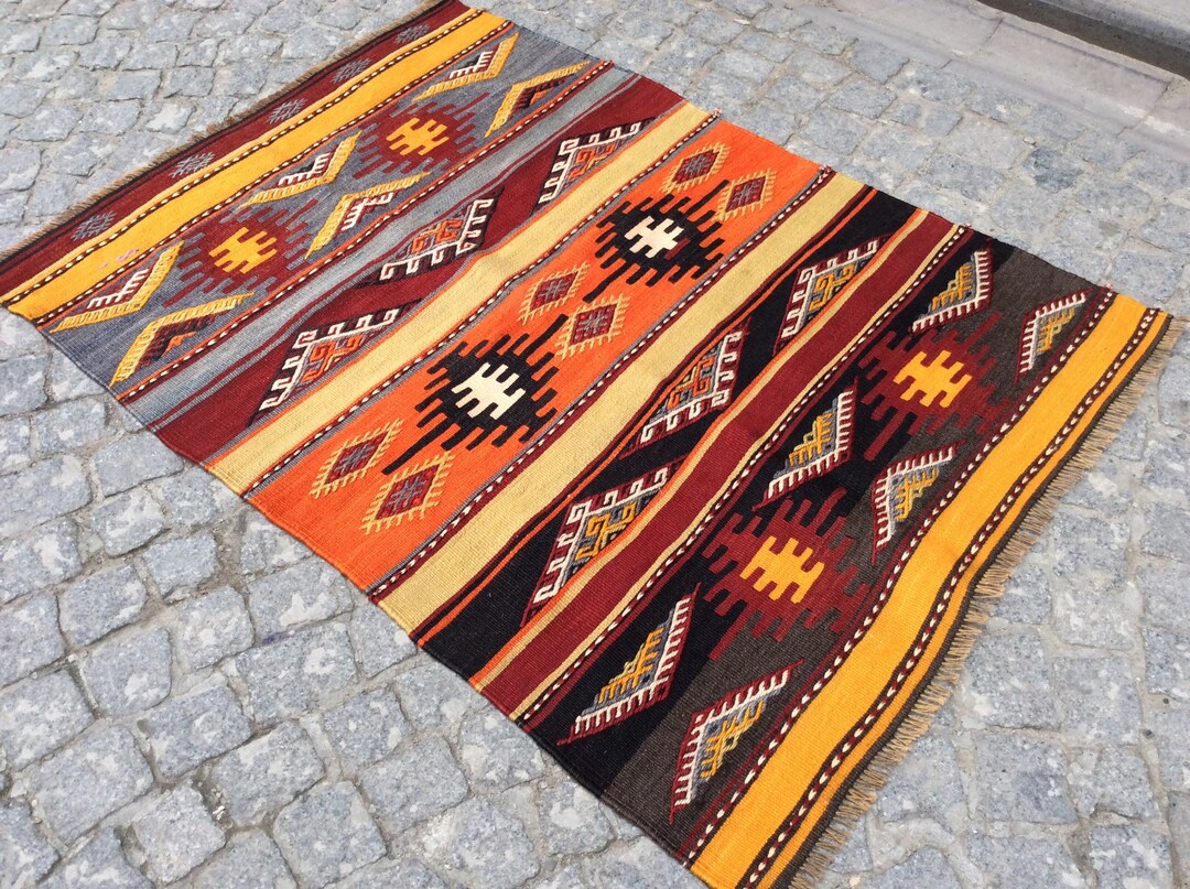Kelim Rug,organic Wool Rug,flat Weaving Rug, Bedroom Room Rug,living ...