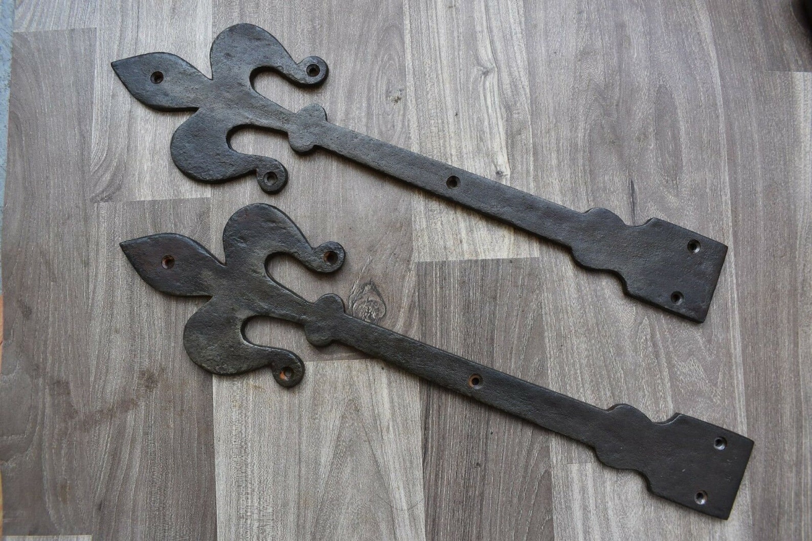 Vintage Iron Handmade French Gate Door Hinges Decorative Head - Etsy