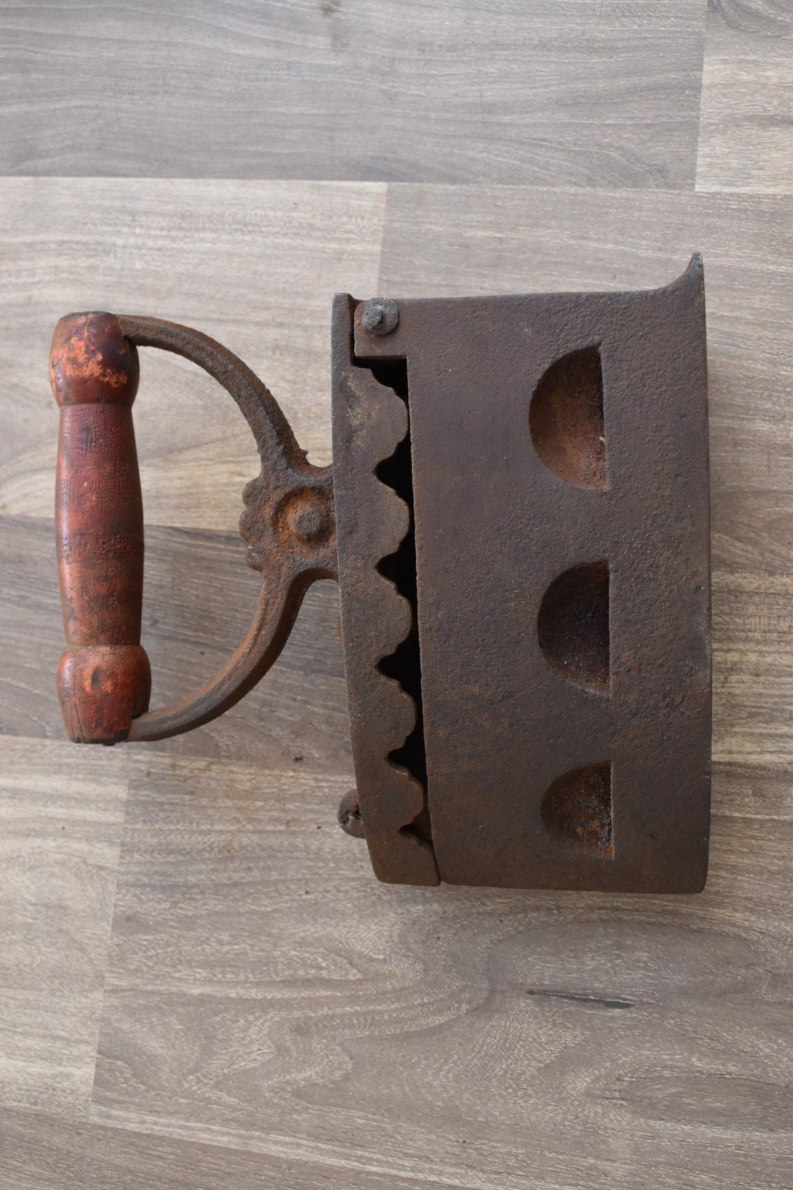 Vintage Old Wooden Handle Cast Iron Coal Ironing Clothe Press | Etsy