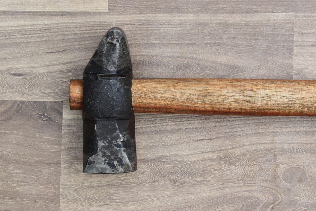 Blacksmith Hammer Iron Handforged Wood Working Square Herd Hammer Tool ...