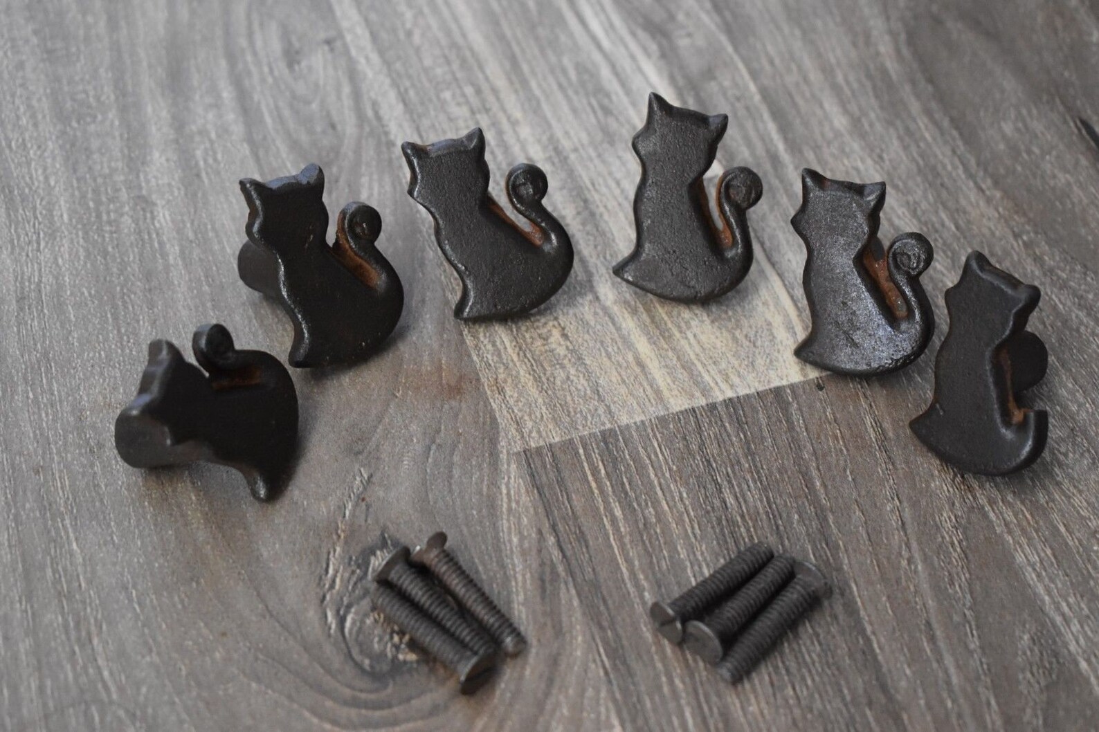 Vintage Cast Iron CAT Cabinet Drawer Handles Pull Rustic Knob 6 Pcs - Etsy
