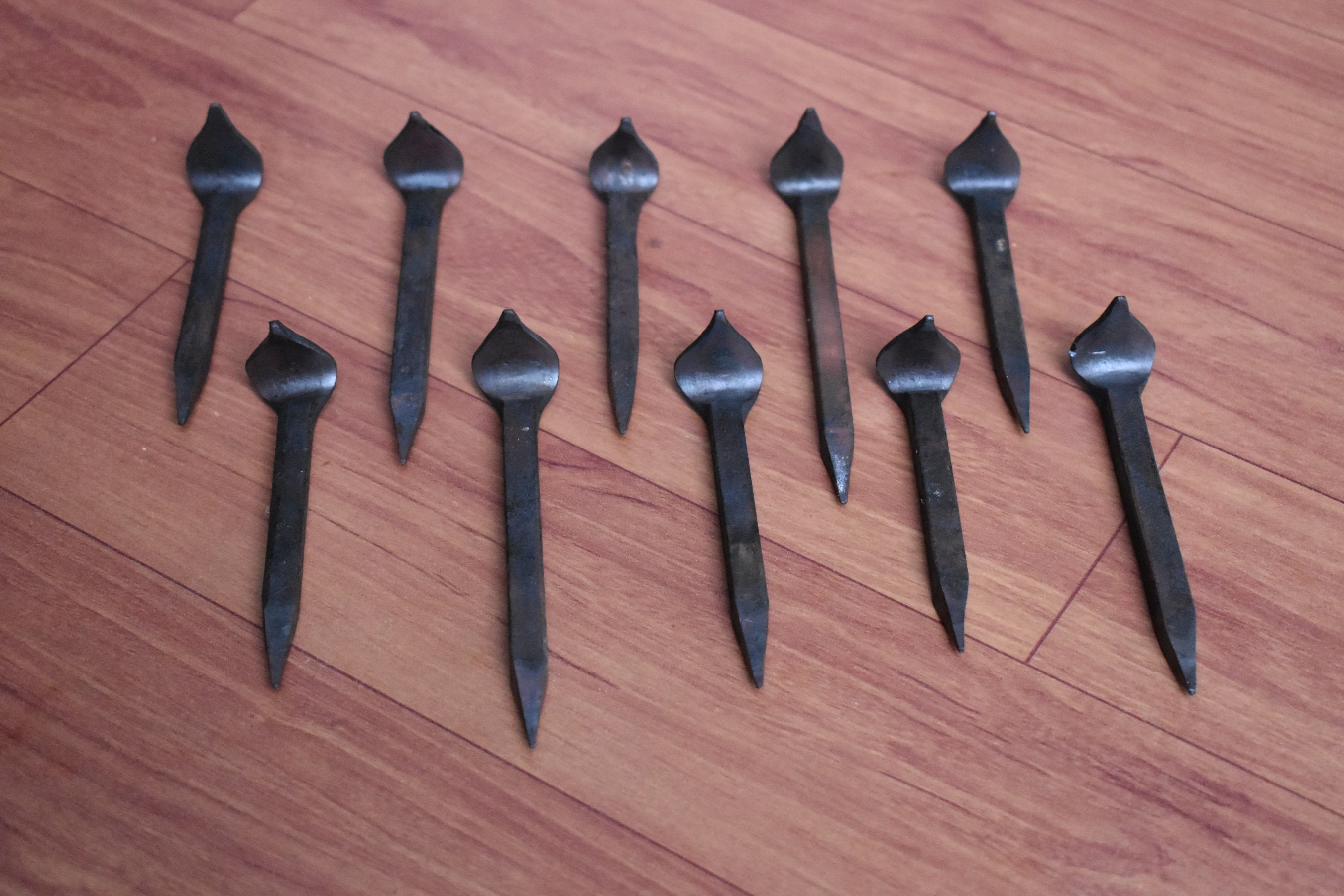 Vintage Blacksmith Hand Forged Iron Spikes Hammered Iron Steel - Etsy