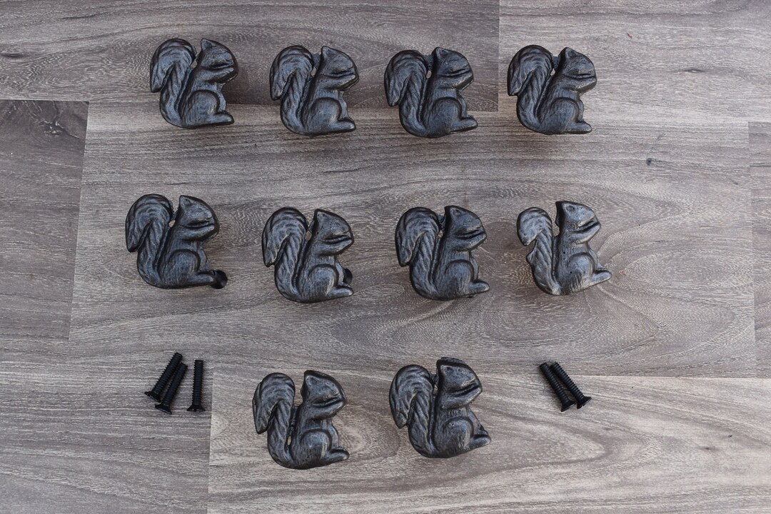 Vintage Squirrel Shape Cast Iron Cabinet Drawer Door Knobs Handles Pull ...