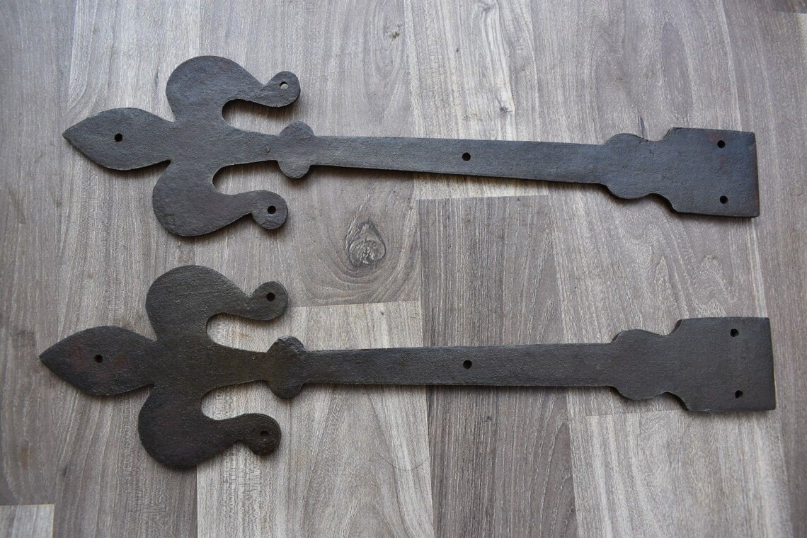 Vintage Iron Handmade French Gate Door Hinges Decorative Head - Etsy