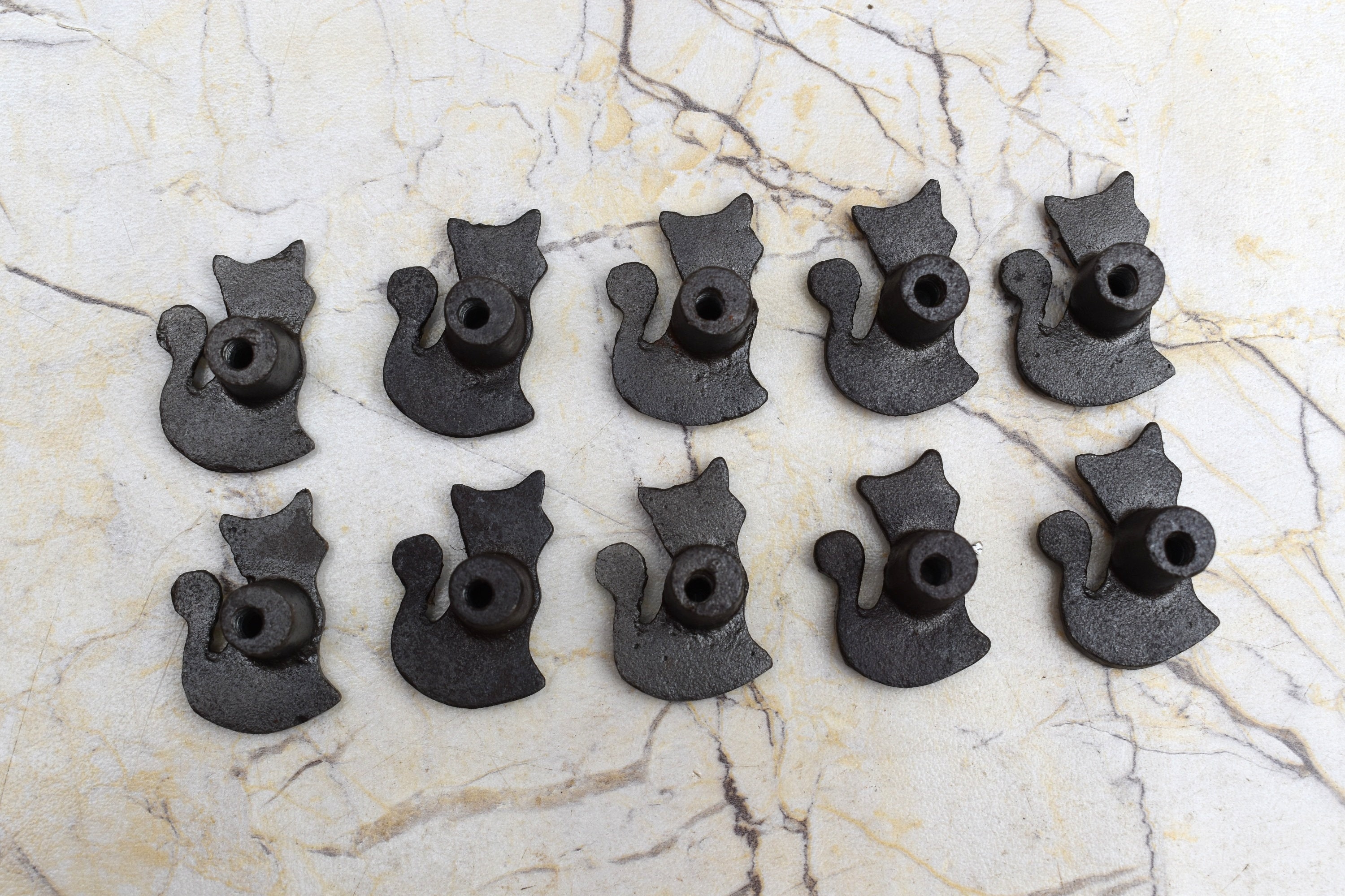 Vintage cast Iron door knobs cabinet cat drawer handles pull | Etsy