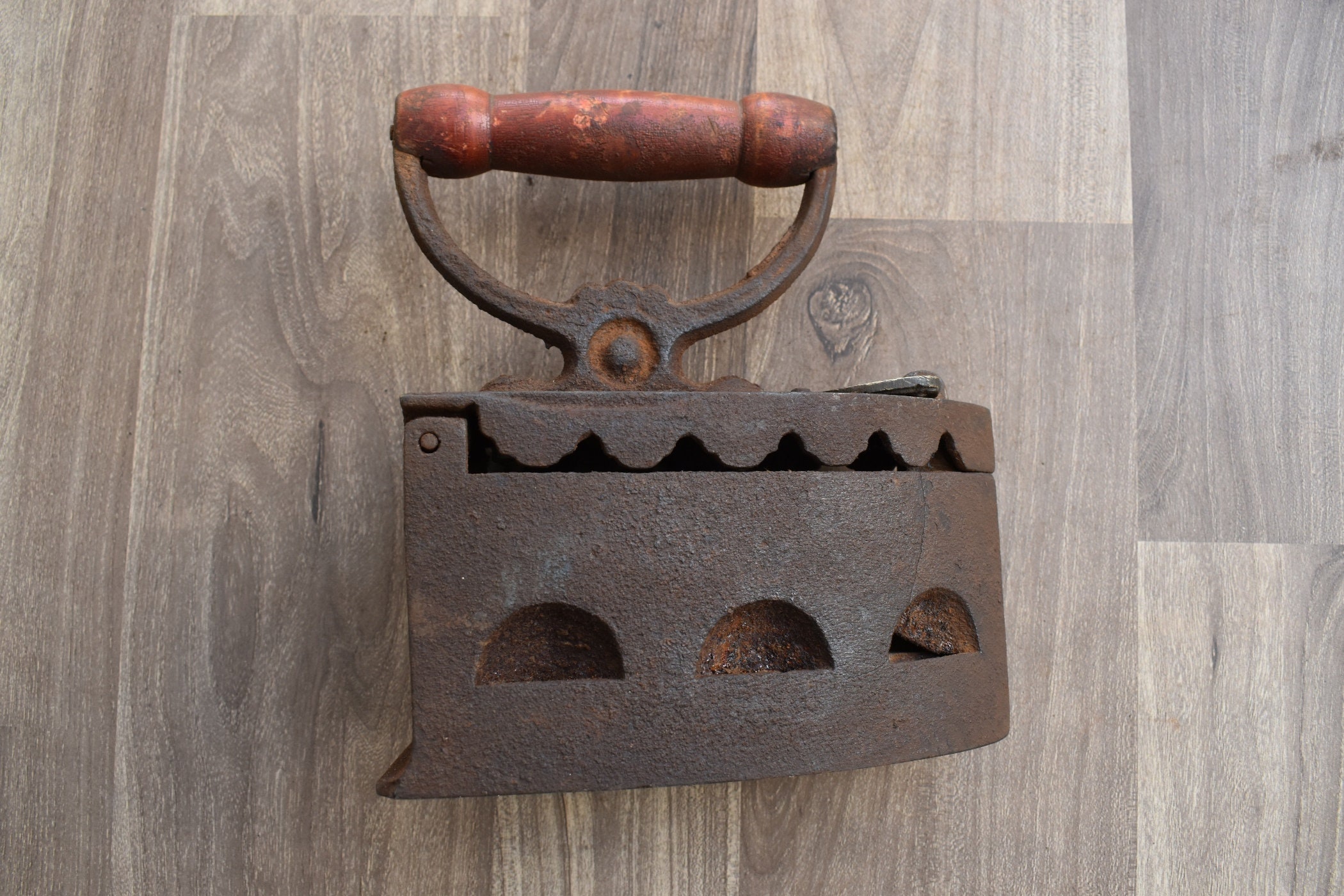 Vintage Old Wooden Handle Cast Iron Coal Ironing Clothe Press | Etsy