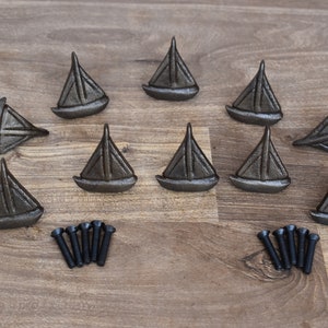 Vintage Old Cast Iron Boat Cabinet Drawer Door Knobs Handles Pull ...