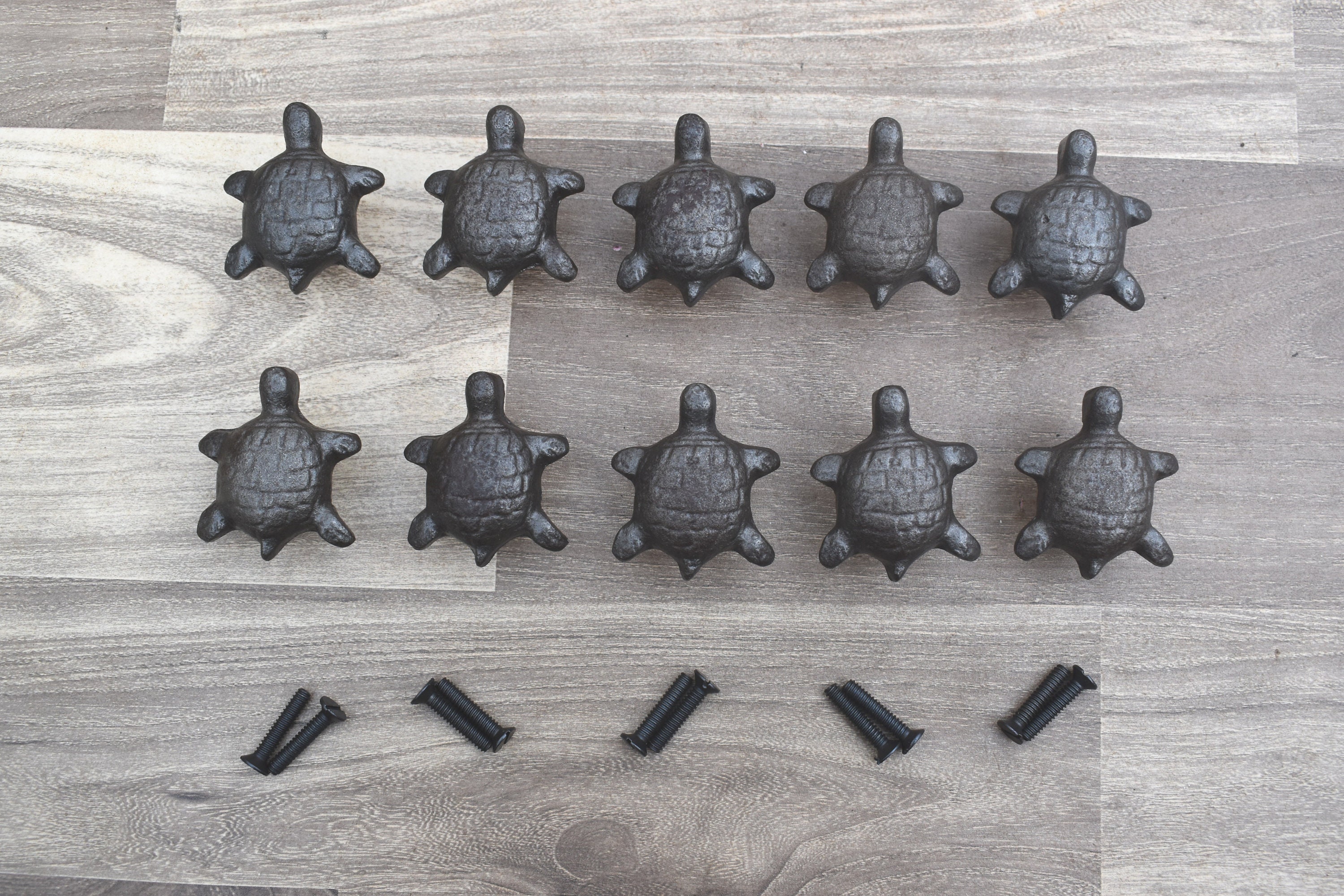 Vintage Type Cast Iron Turtle Shape Door Cabinet Drawer Handles Pull ...